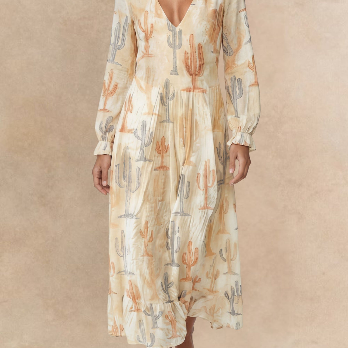 Anyssa V-Neck Flounce Sleeve Dress – Onze Montreal