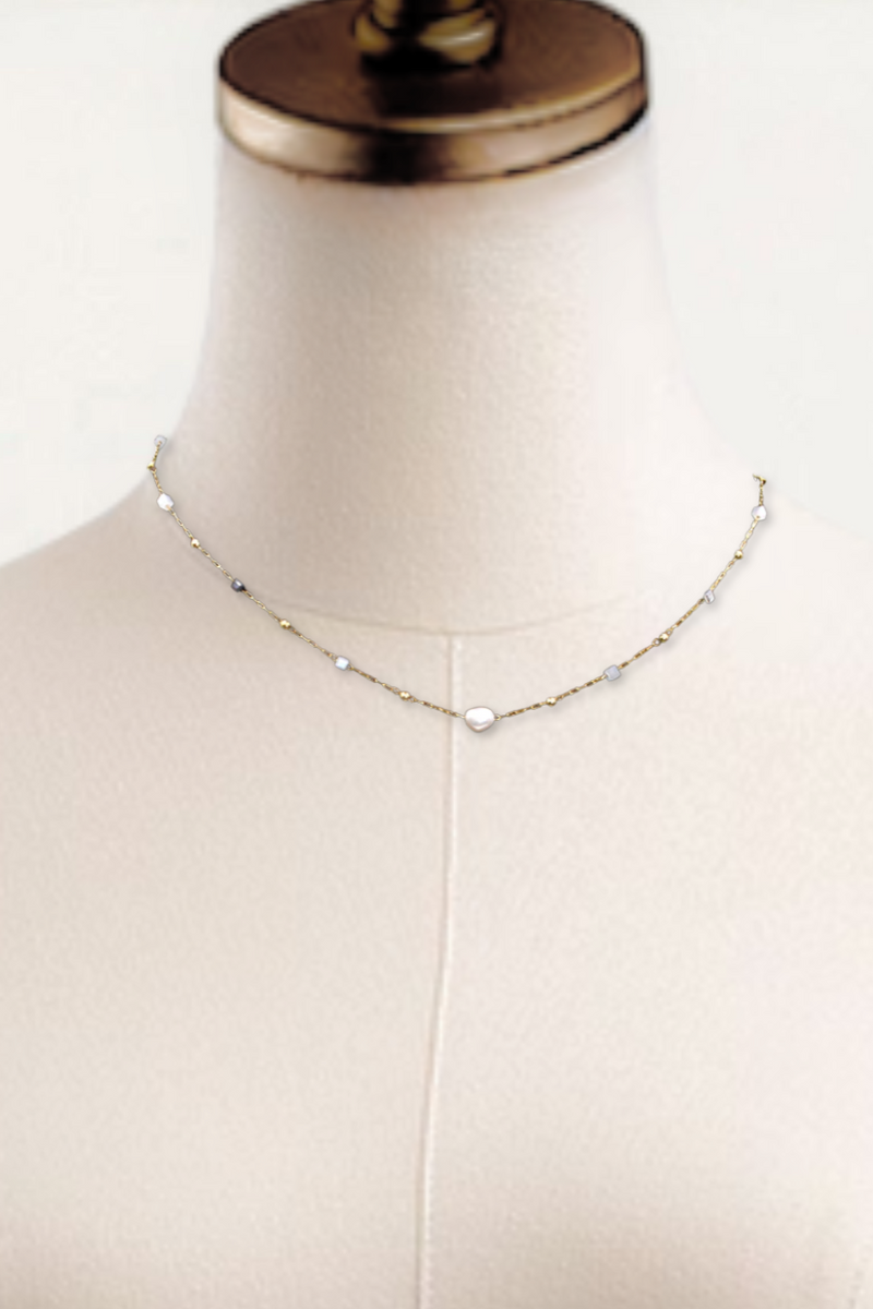 Fresh Water Pearl Cube Ball Necklace Gold – Onze Montreal