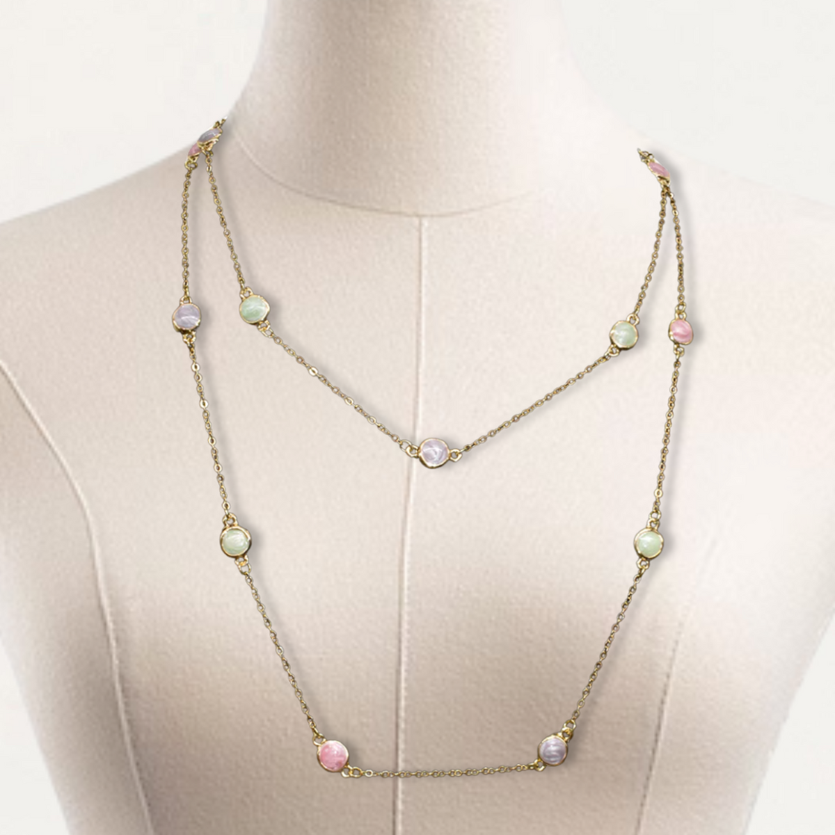 Gold Chain Necklace with Pastel Stones – Onze Montreal
