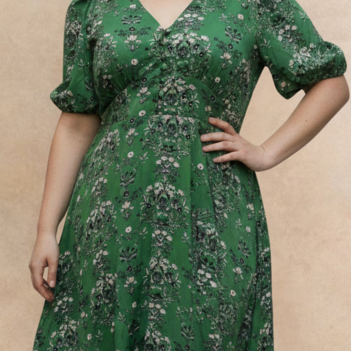 Talia Green Floral Fit & Flare Dress – Onze Montreal