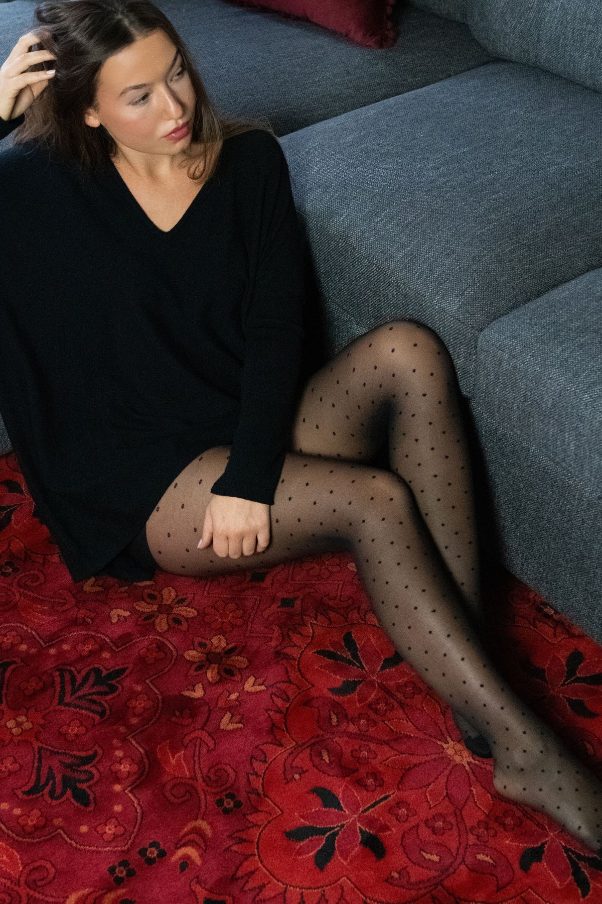 Tights Semi-Sheer Dots Patterned Stockings + Mesh Laundry Bag – Onze ...